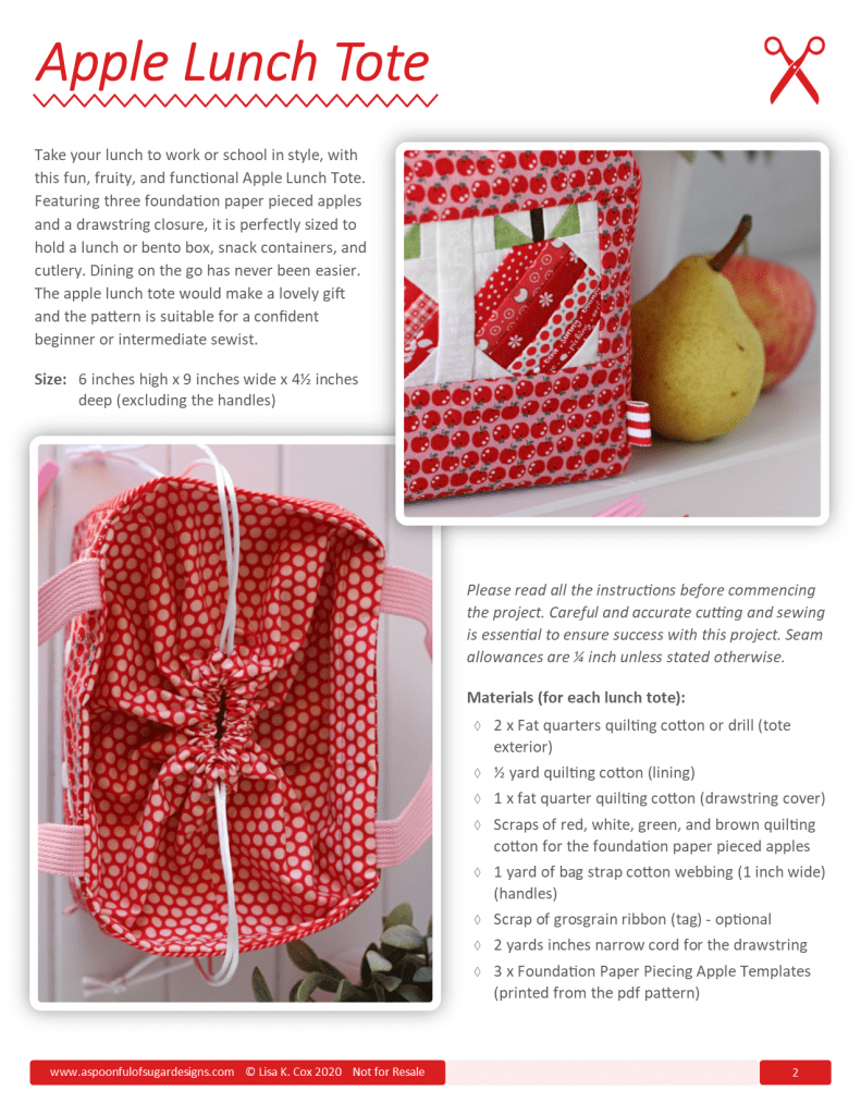 Apple Lunch Tote - A Spoonful of Sugar Shop