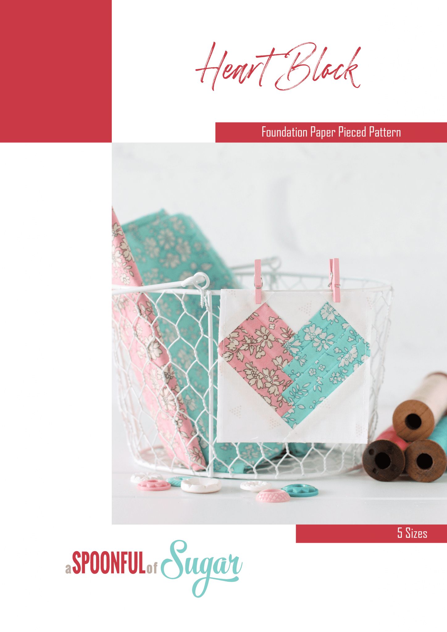 Heart Foundation Paper Piecing Quilt Block (5 Sizes) - A Spoonful of ...