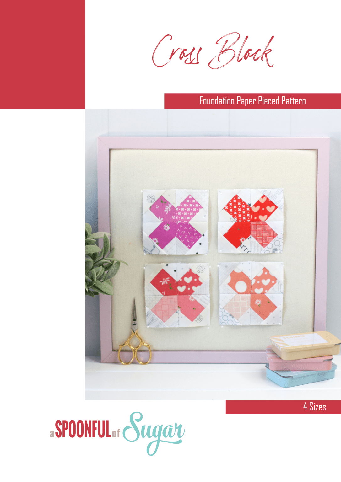 Cross Block Foundation Paper Piecing Quilt Block (4 Sizes) - A Spoonful ...