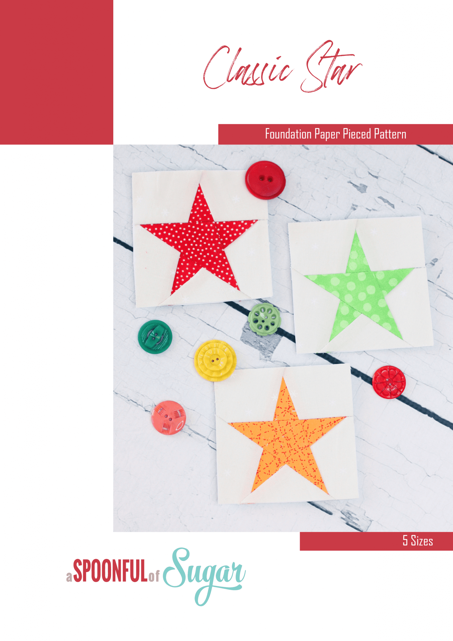 Classic Star Block Foundation Paper Piecing Quilt Block (5 Sizes) - A ...