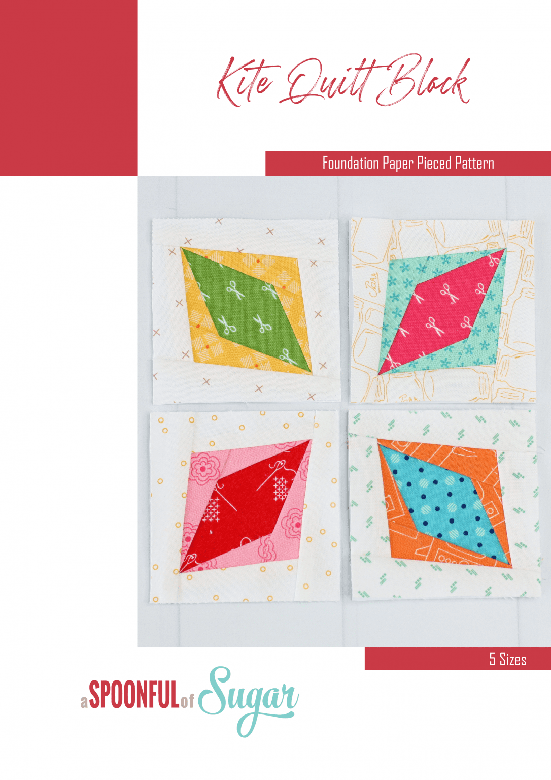 Kite Block Foundation Paper Piecing Quilt Block (5 Sizes) - A Spoonful ...