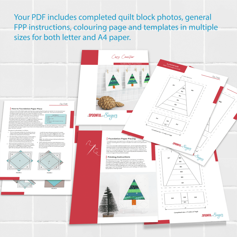 Cosy Conifer Foundation Paper Piecing Quilt Block (5 Sizes) - A ...