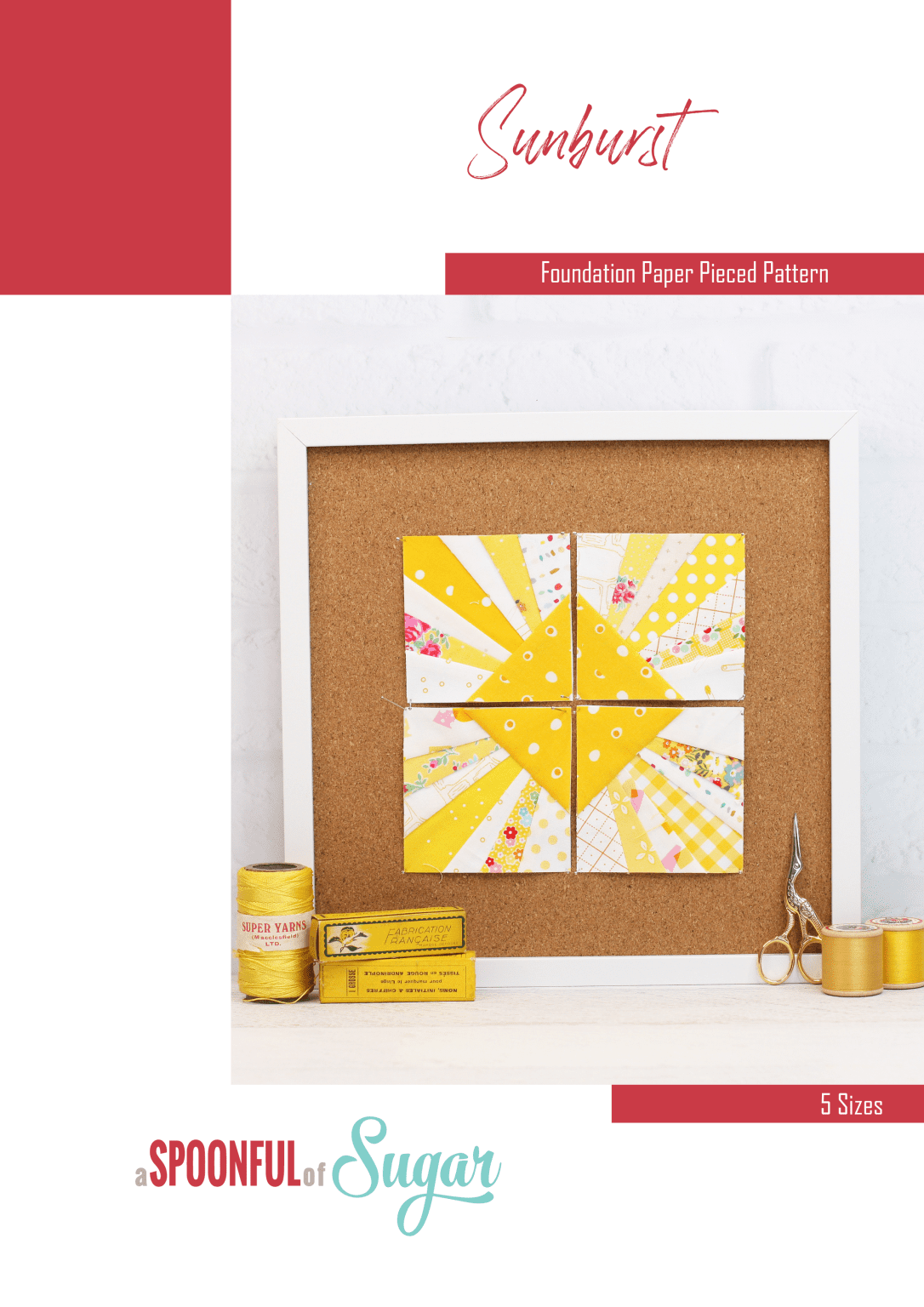 Sunburst Foundation Paper Piecing Quilt Block (5 Sizes) - A Spoonful of ...