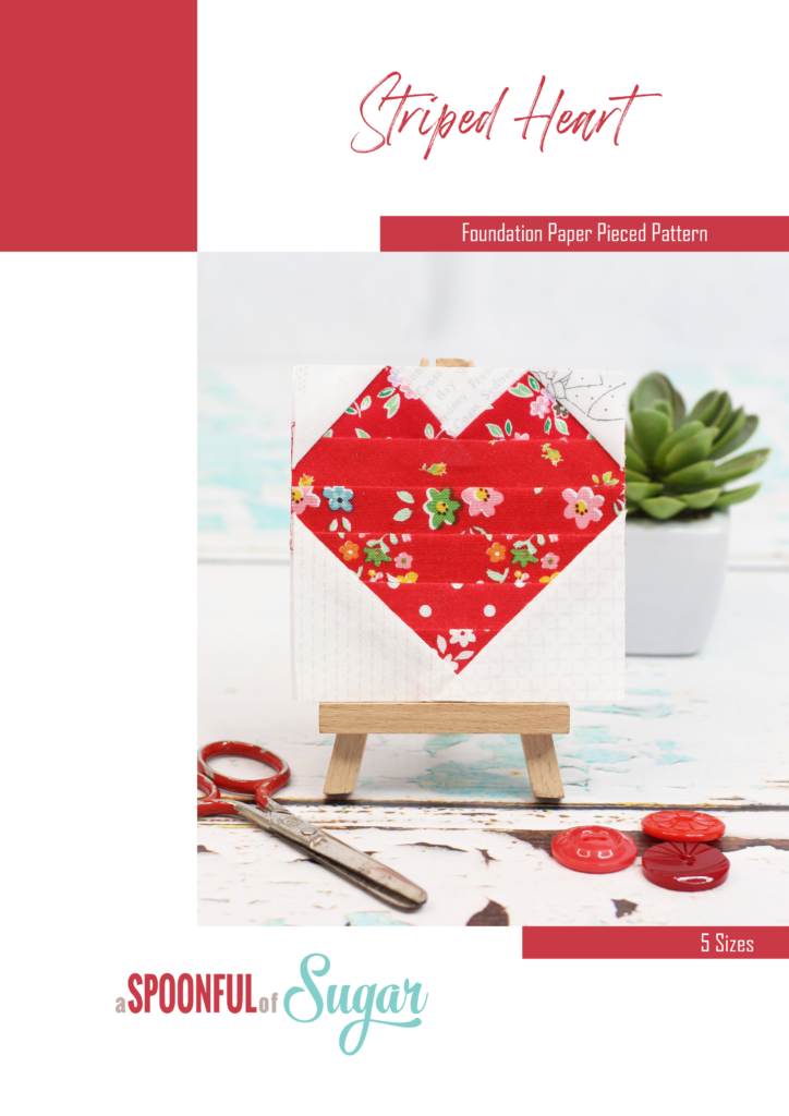 Striped Heart Foundation Paper Piecing Quilt Block (5 Sizes) - A ...