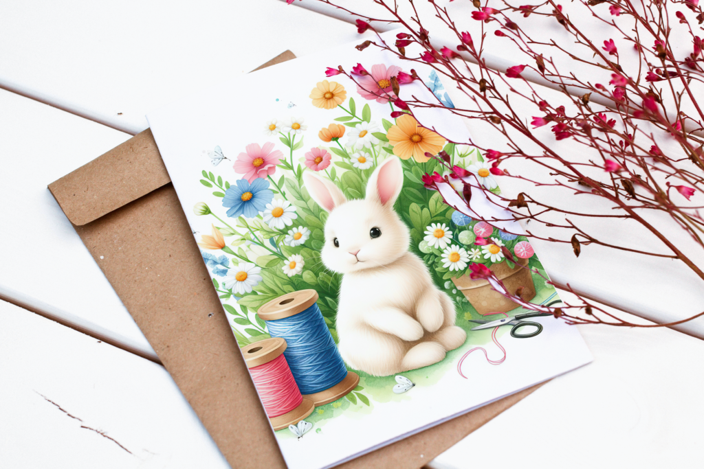 Spring Sewing Bunny Cards (Set of 4) - A Spoonful of Sugar Shop