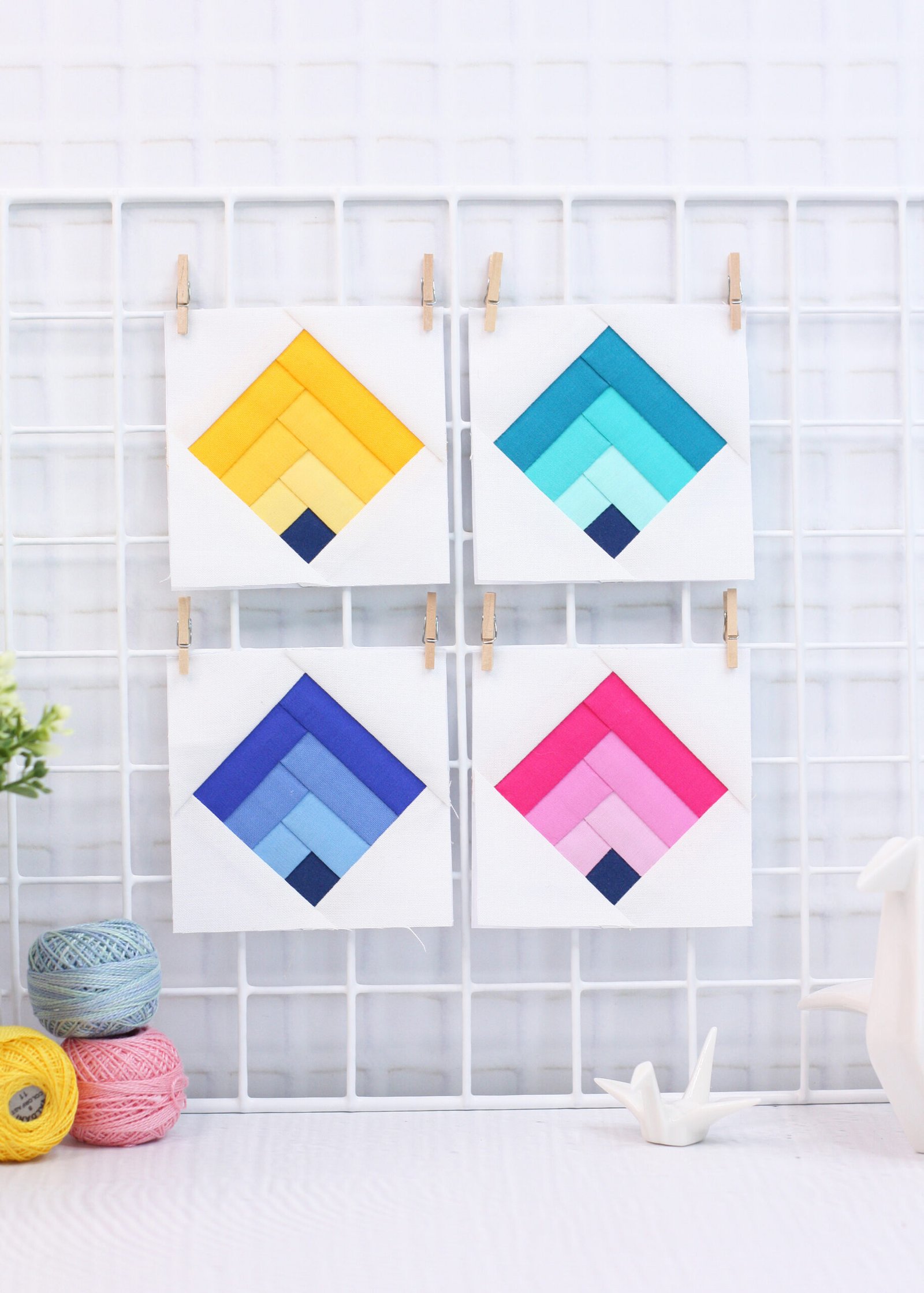 Quarter Log Cabin in a Square Foundation Paper Piecing Quilt Block (5 ...